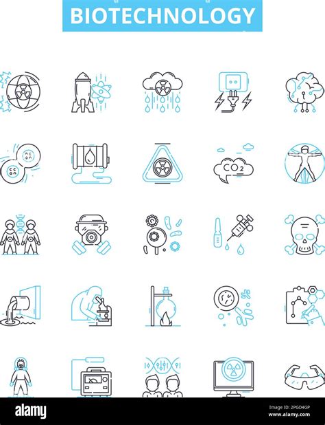 Biotechnology Vector Line Icons Set Biotech Genetics Bioengineering