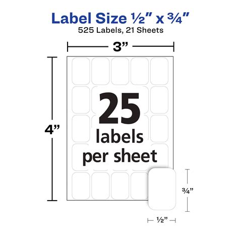 Avery Multi Use Removable Labels 12 X 34 White