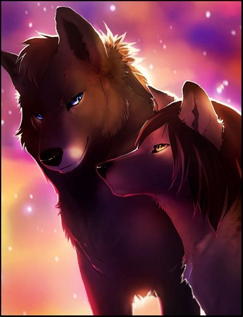 Wolf Kυят🐺 M๏ยภเгђ๏ ⭐ Cute Wolf Couple Anime Wolves Wolf Mates Art