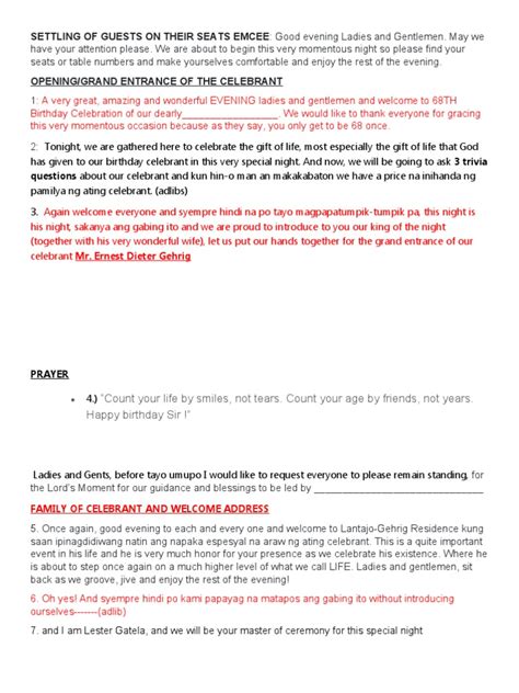 Birthday Celebration Script Pdf Birthday Celebration Script Pdf