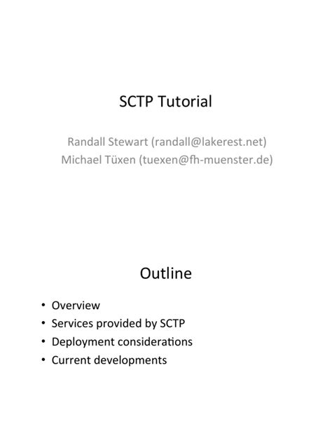 Sctp Tutorial Pdf Transmission Control Protocol Networking Standards