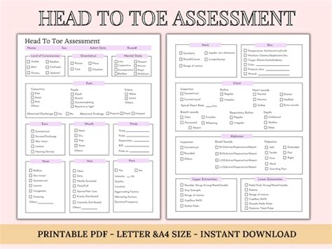 Simple Head To Toe Assessment Checklist Merycine