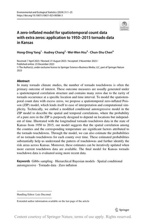 A Zero Inflated Model For Spatiotemporal Count Data With Extra Zeros Application To 19502015