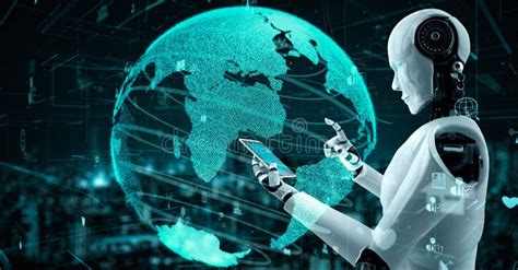 Internet Connection Controlled By Ai Robot Huminoid And Machine