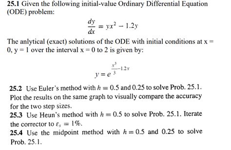 Solved 251 Given The Following Initial Value Ordinary