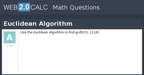 View Question Euclidean Algorithm