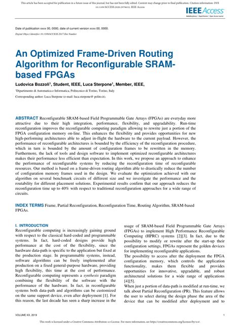 pdf an optimized frame driven routing algorithm for reconfigurable sram based fpgas