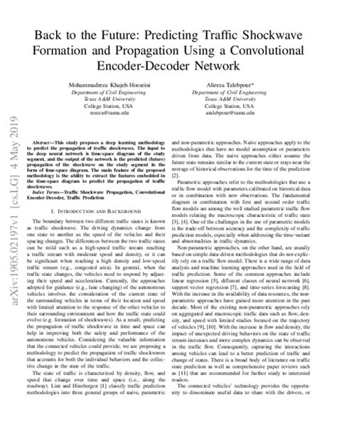 Pdf Back To The Future Predicting Traffic Shockwave Formation And