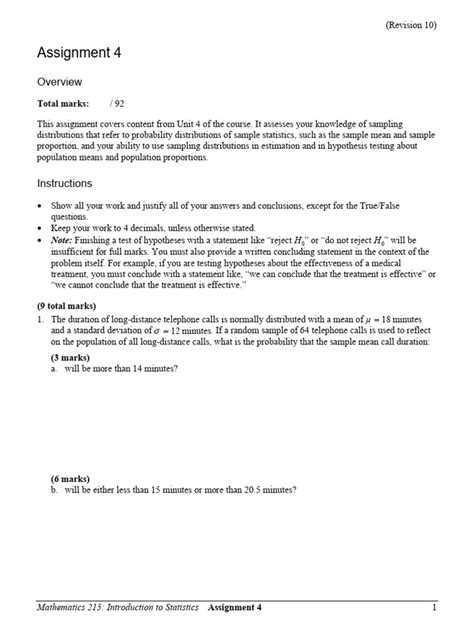 Assignment04 Math 215 Pdf Statistics Science And Mathematics