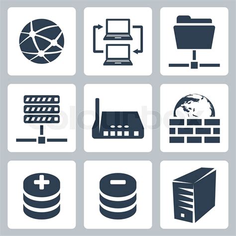 Vector Isolated Computer Network Icons Set Stock Vector Colourbox