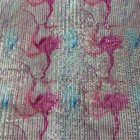 pink floral shaded sequence embroidery net lycra fabric at rs 439 00