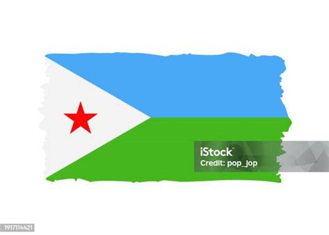 지부티 국기 그런 지 스타일 벡터 일러스트 레이 션 지부티의 국기와 흰색 배경에 고립된 텍스트 관목에 대한 스톡 벡터 아트 및 기타 이미지 Istock
