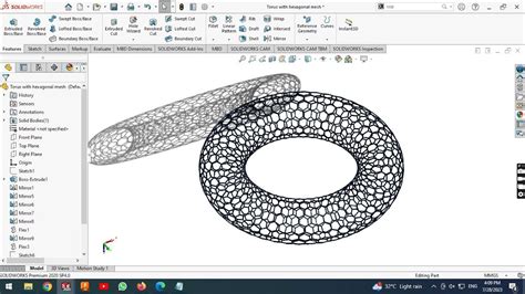 Solidworks Torus With Hexagonal Pattern In Solidworksexercise 3
