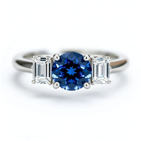 Elegant Three Stone Sapphire And Diamond Ring Free Download Ai