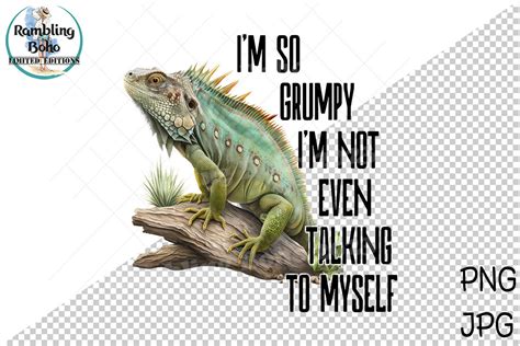Funny Sarcastic Grumpy Iguana Lizard Graphic By Ramblingboho · Creative