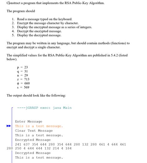 Construct A Program That Implements The RSA Chegg