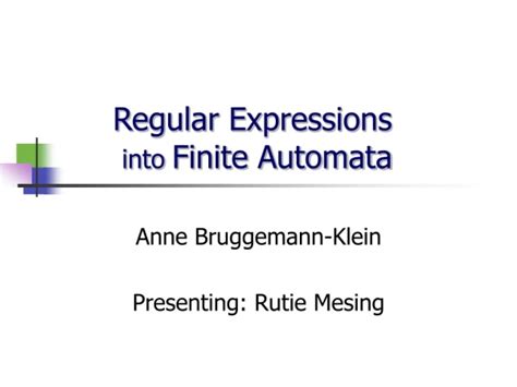 Ppt Regular Languages Regular Expressions Finite State Automata