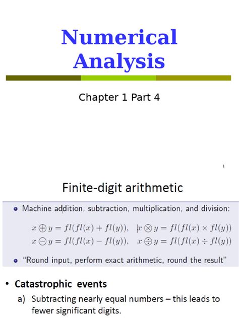 Chapter 1 Part 4 Finite Digit Arithmeticerrors In Scientific Computation Week 1 1 1 Pdf