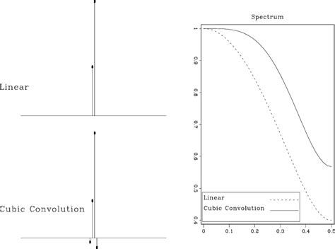 discrete interpolation responses of linear and cubic convolution