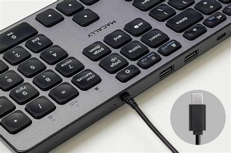 Usb C Keyboard For Mac Usb Hub For Extra Ports Full Size With Number Pad Wired Macally