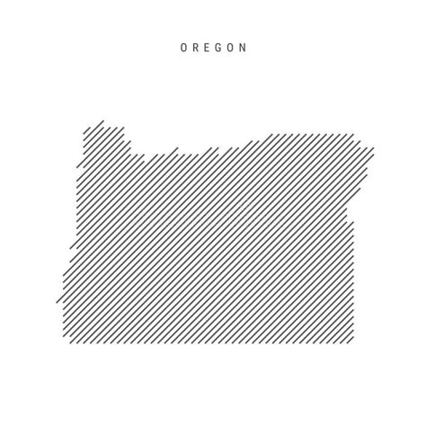 Oregon Map From Pattern Of Black Slanted Parallel Lines Flat Vector Illustration Isolated On