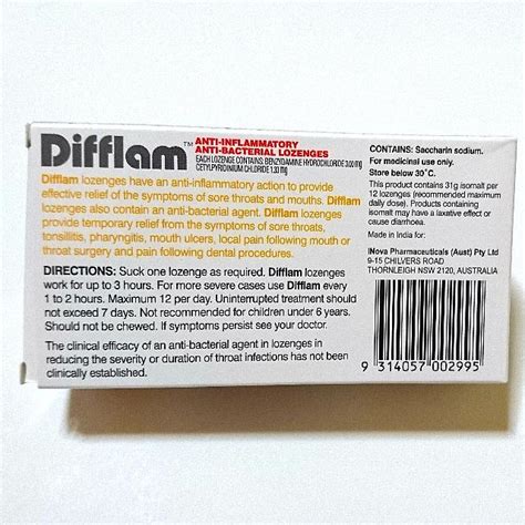 Difflam Lozenges Beauty And Personal Care Sanitisers And Disinfectants On