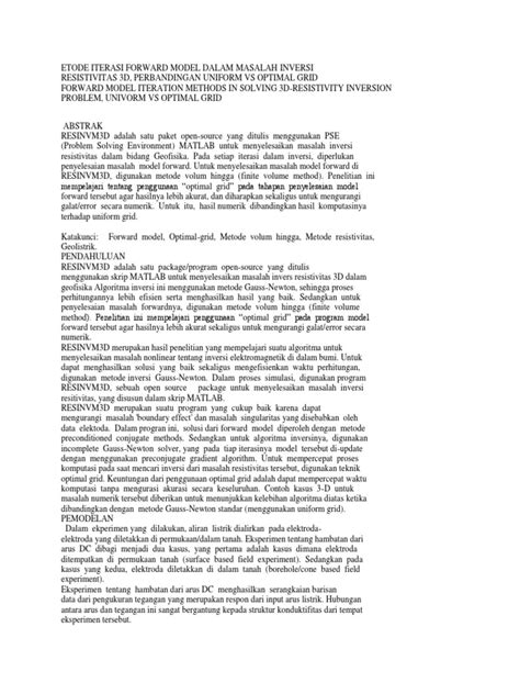 Metode Iterasi Forward Model Dalam Masalah Inversi Pdf