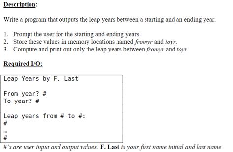 Solved Description Write A Program That Outputs The Leap