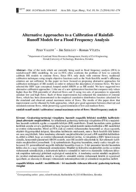 Pdf Alternative Approaches To A Calibration Of Rainfall Runoff Models For A Flood Frequency