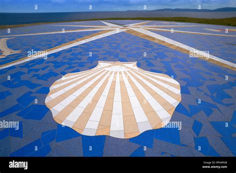 La Coruna Compass Mosaic Floor Near Hercules Tower In Galicia Spain