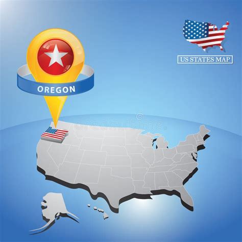 Oregon State On Map Of Usa Vector Illustration Decorative Background