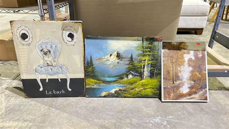 3 Assorted Canvas Artworks 1 Original Oil Able Auctions