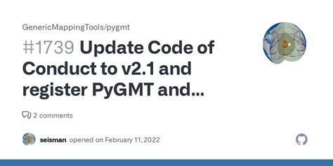 Update Code Of Conduct To V21 And Register Pygmt And Gmt As An Adopter · Issue 1739