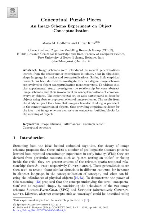 Pdf Conceptual Puzzle Pieces An Image Schema Experiment On Object