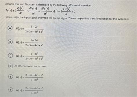 Solved Assume That An LTI System Is Described By The Chegg Com
