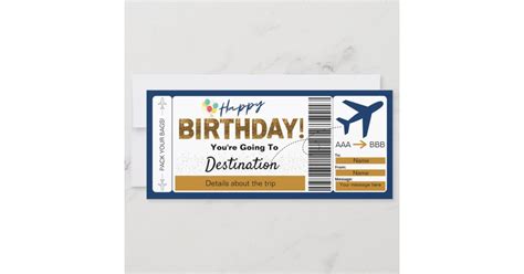 Boarding Pass Happy Birthday Ticket Zazzle