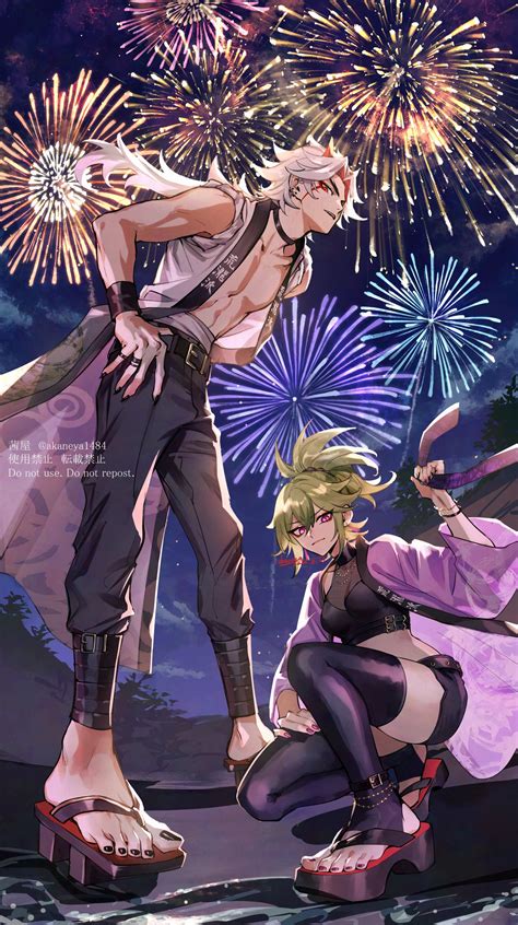 Kuki Shinobu And Arataki Itto Genshin Impact Drawn By Ojo Aa Danbooru