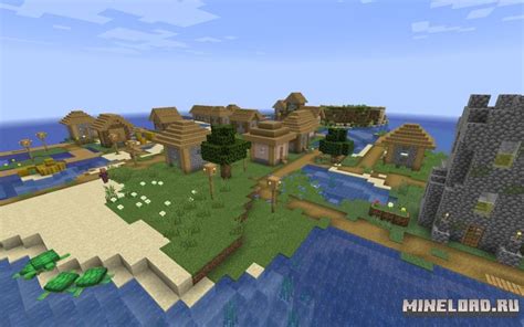 Большая деревня на острове Сиды для Майнкрафт Mineload
