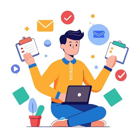 animated character efficiently organizing tasks with flat design premium ai generated vector