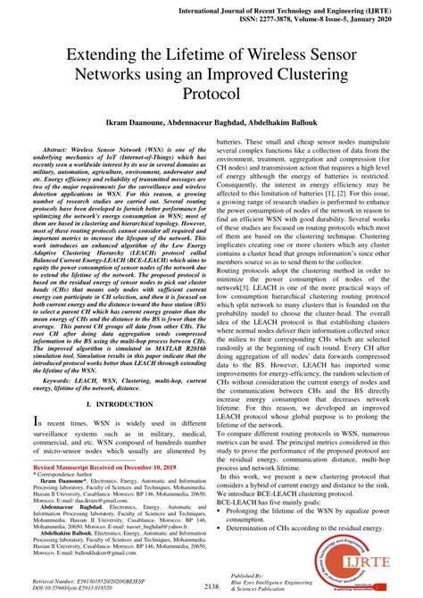 Pdf Extending The Lifetime Of Wireless Sensor Networks Using An