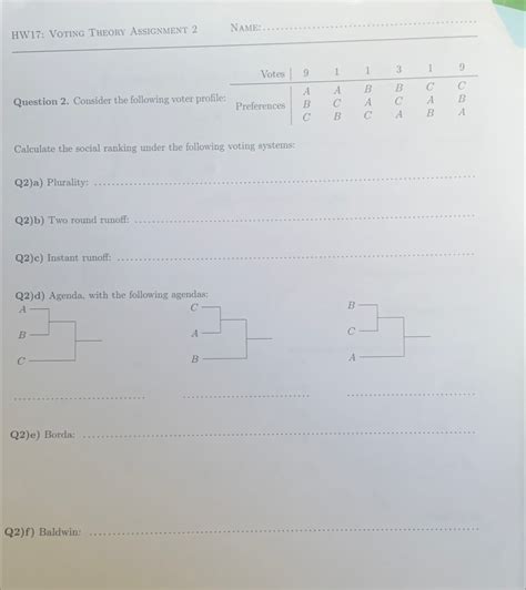 HW Voting Theory Assignment Chegg