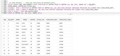 SQL QUERIES - FOR ANALYSIS: FREQUENTLY USED ORACLE ANALYTICAL FUNCTIONS