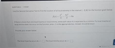 Solved Question 5 1 ﻿pointuse The Second Derivative Test