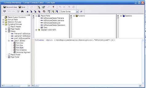 Crystal Reports Dynamic Text Format
