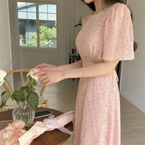 피오나 샤베트 플라워 요루 쉬폰 원피스 A2865