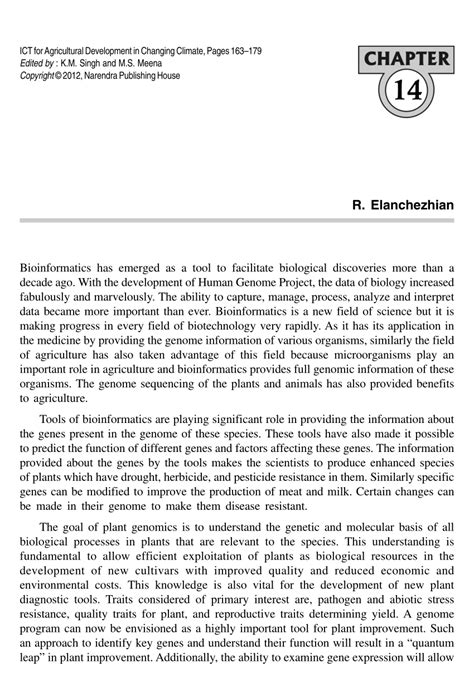 Pdf Application Of Bioinformatics In Agriculture