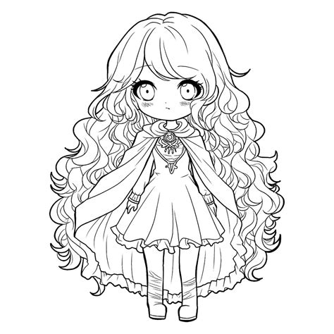 Раскраска Чиби аниме девушка | распечатать раскраски для детей