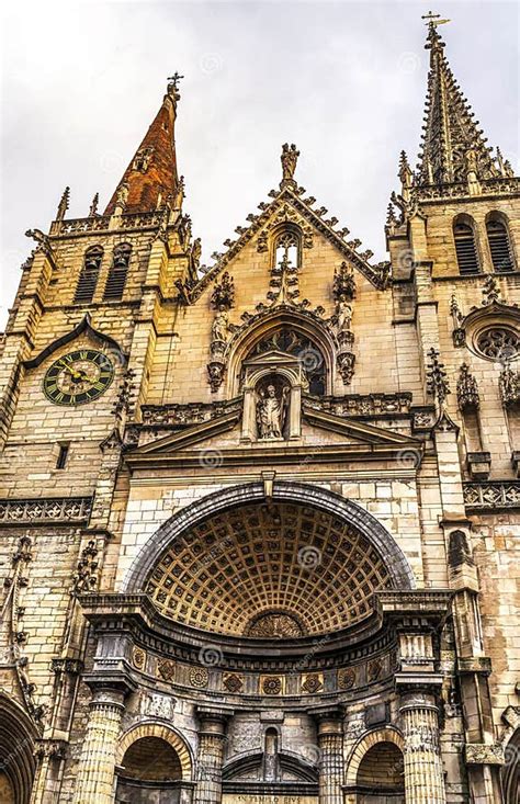 Facade Outside Steeples Saint Nizier Church Lyon France Stock Image