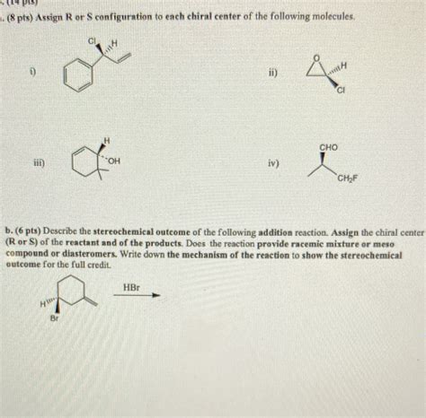 [solved] 8 pts assign r or s configuration to each chiral center of