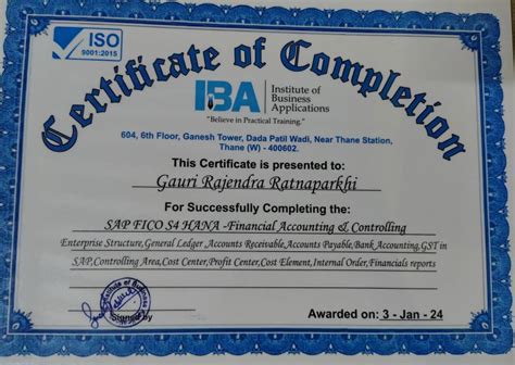Gauri Ratnaparkhi On Linkedin Successfully Completed Sap Fico
